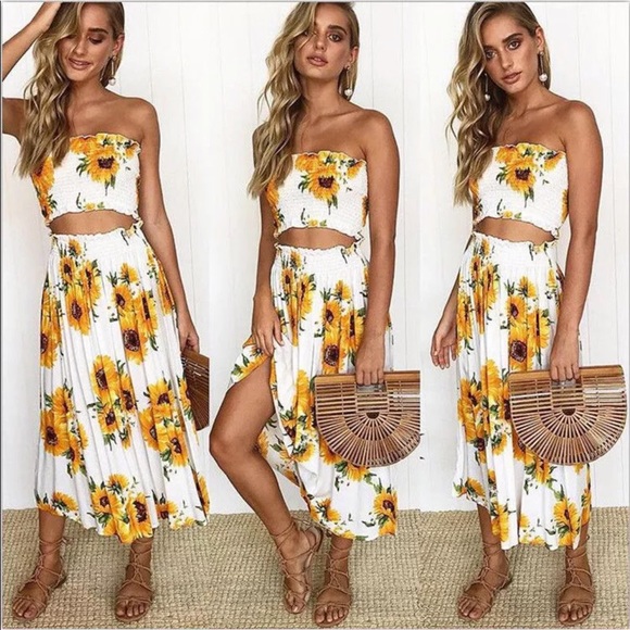Skirts | Two Piece Sunflower Dress | Poshmark